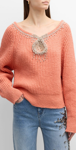 Hellessy - Blair Crystal Cutout Rib Sweater