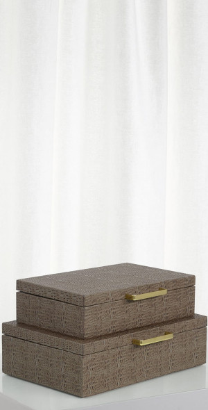 John-Richard Collection - Tobacco Alligator Boxes, Set of 2