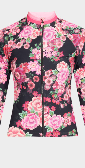 Johnny Was - Blum Long-Sleeve Rashguard Swim Top