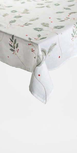 Kim Seybert - Holly and Sprig Tablecloth, 54" x 108"