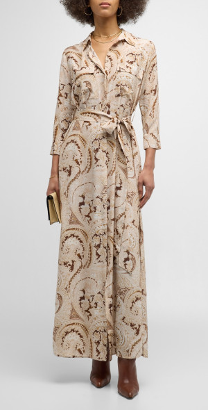 L'Agence - Cameron Paisley Maxi Shirtdress