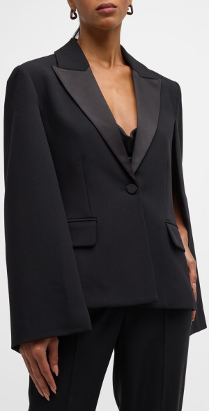 L'Agence - Christina Satin Lapel Cape