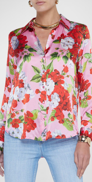 L'Agence - Tyler Floral-Print Silk Blouse