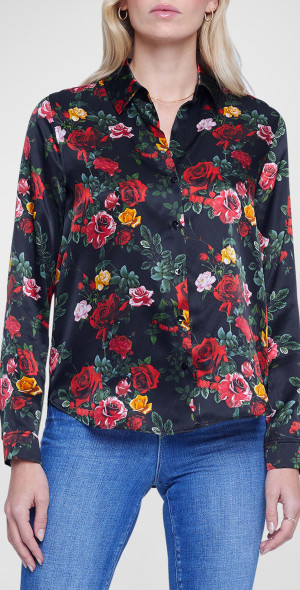 L'Agence - Tyler Floral-Print Silk Shirt