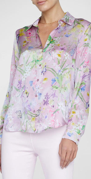 L'Agence - Tyler Floral Butterfly Silk Blouse