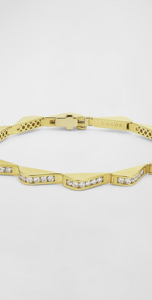 LAGOS - 18K Gold Diamond Link Wave Bracelet