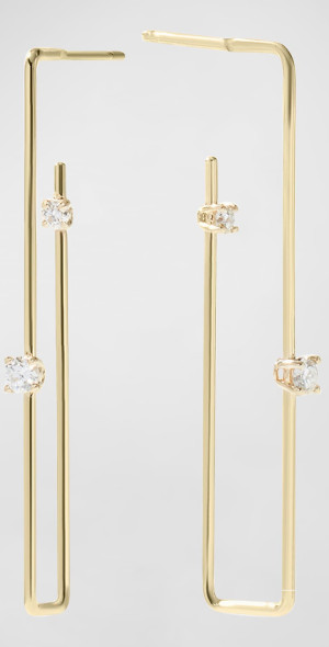 LANA - 14k Diamond Wire Rectangle Hoops