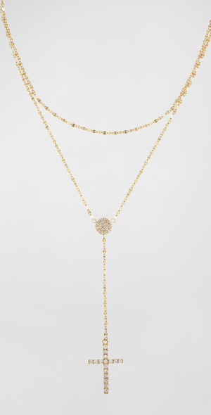 LANA - Diamond Cross Double Strand Lariat Necklace