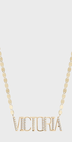 LANA - Gold Personalized Eight-Letter Pendant Necklace w/ Diamonds