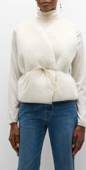 LE17SEPTEMBRE - Snow White Sheep Shearling String Vest