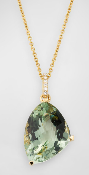 Lisa Nik - Rocks 18K Yellow Gold Green Quartz and Diamond Necklace, 18"L