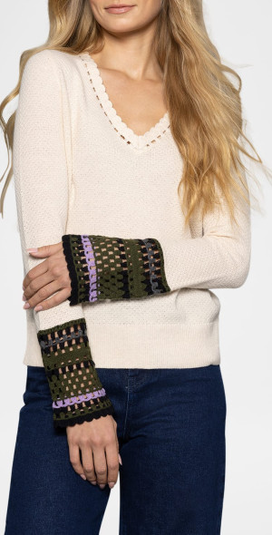 Lisa Todd - Scalloped Crochet-Cuff Sweater