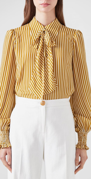 LK Bennett - Emilia Striped Tie-Neck Blouse