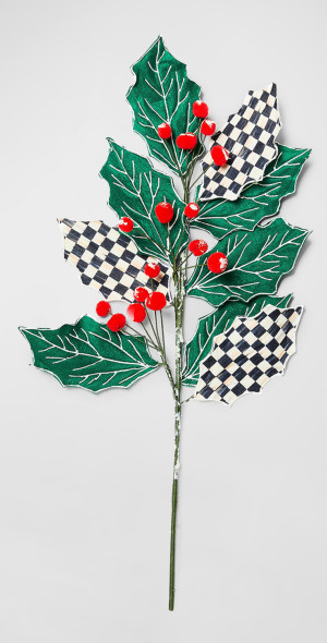 MacKenzie-Childs - Cozy Christmas Holly Spray Stem