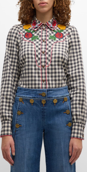 Maison Common - Gingham Western Inspired Cotton Shirt