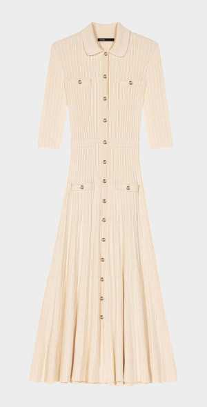 Maje - Rulexy Sequined Rib Stretch Knit Midi Dress