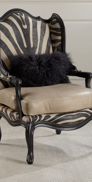 Massoud - Wilder Leather Zebra Wing Chair