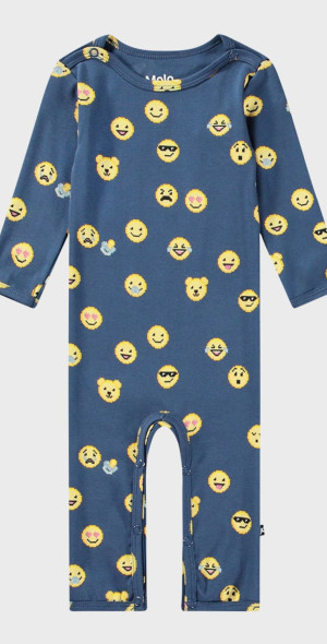Molo - Boy's Fenez Emoticon-Inspired Coverall, Size 3M-12M