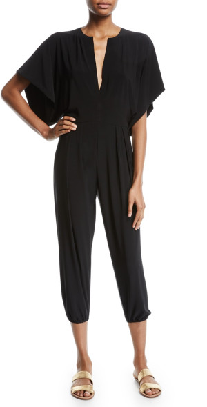 Norma Kamali - Rectangle Plunging Kimono-Sleeve Jogger Jumpsuit