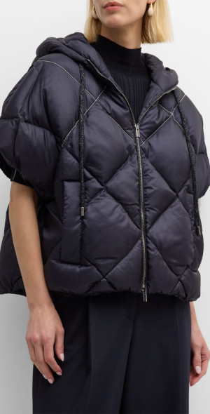 Peserico - Quilted Bead-Embellished Padded Cape