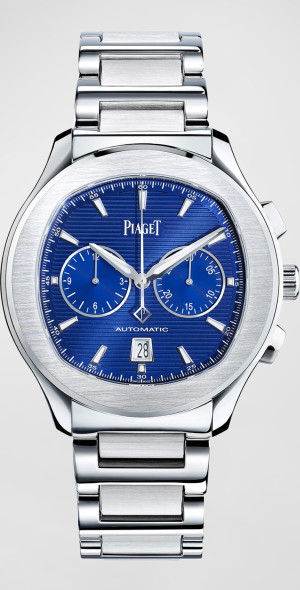 PIAGET - Stainless Steel Blue Chronograph Watch