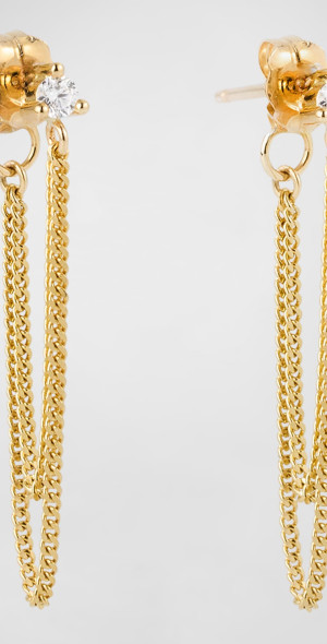 POPPY FINCH - Double-Chain Wrap Around Diamond Earrings