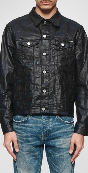 PURPLE - Men's Creased Coated Trucker Jacket