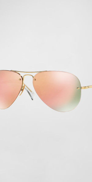 Ray-Ban - Rimless Mirrored Iridescent Aviator Sunglasses