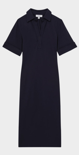 Reiss - Astrid Side-Slit Jersey Polo Midi Dress