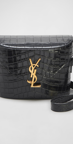 Saint Laurent - June Box YSL Croc-Embossed Shoulder Bag