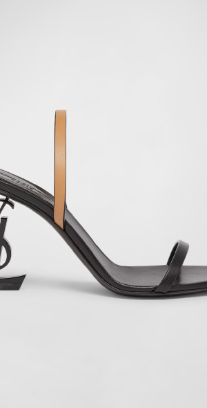 Saint Laurent - Opyum Bicolor YSL-Heel Slide Sandals