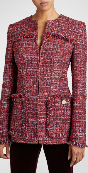 Santorelli - Britt Tweed Fringe-Trim Jacket