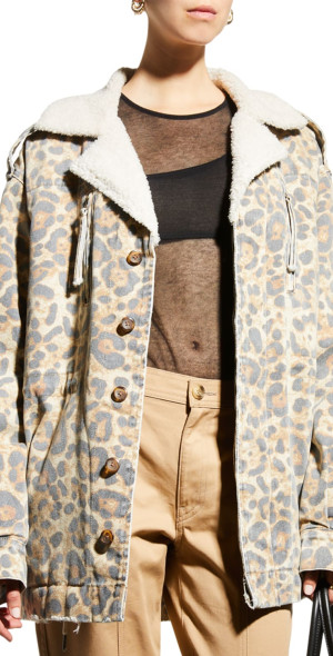 SER.O.YA - Frankie Leopard Shearling-Lined Jacket