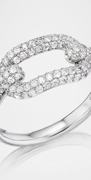 Sheryl Lowe - Pave Diamond Curved Paperclip Statement Ring