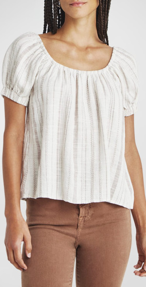 Splendid - Farrah Linen Stripe Puff-Sleeve Top