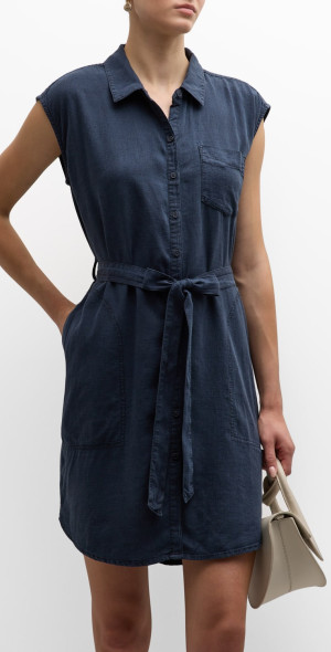 Splendid - Mercer Tie-Belt Linen-Blend Mini Shirtdress