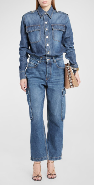 Stella McCartney - Aio Dark Blue Vintage Denim Cargo Jumpsuit