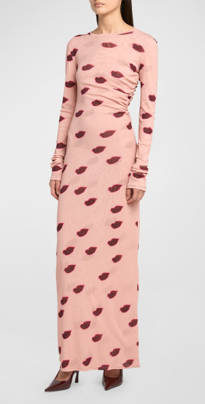 Stella McCartney - Lips Print Mesh Maxi Dress