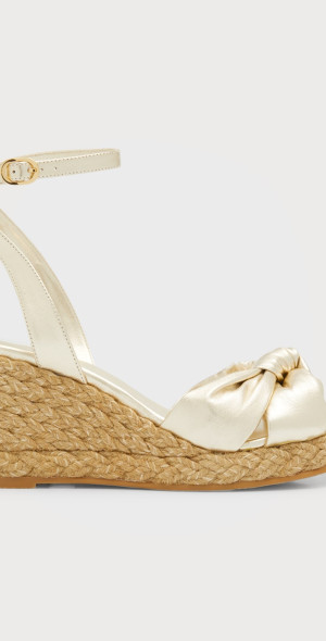 Stuart Weitzman - Playa Metallic Leather Wedge Espadrilles