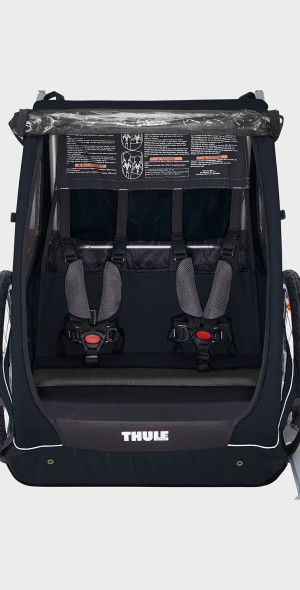 Thule - Kid's Coaster XT 2-Seat Bike Trailer, Black