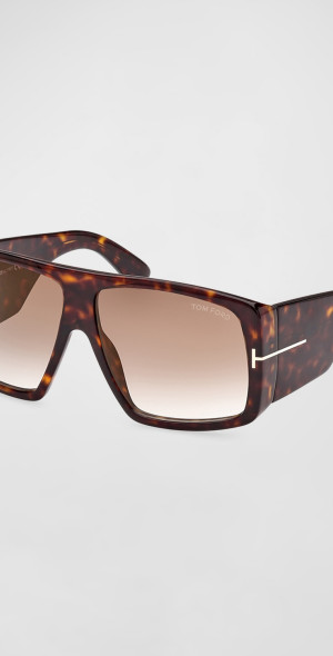 TOM FORD - Raven Square Havana Acetate Sunglasses