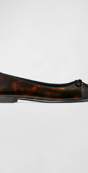 Tory Burch - Cap-Toe Tortoise-Print Leather Ballet Flats