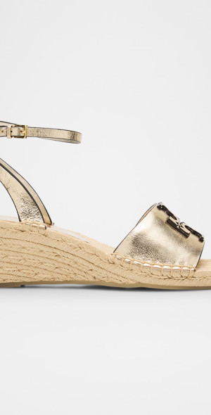 Tory Burch - Ines Metallic Double T Wedge Espadrilles