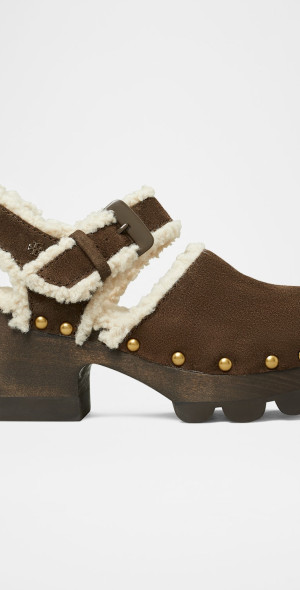 Tory Burch - Suede Faux Fur Cozy Clogs