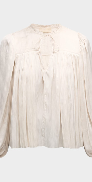 Ulla Johnson - Freja Pleated Blouson-Sleeve Blouse