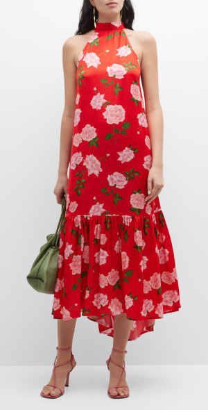Verandah - Floral High-Neck Midi Dress