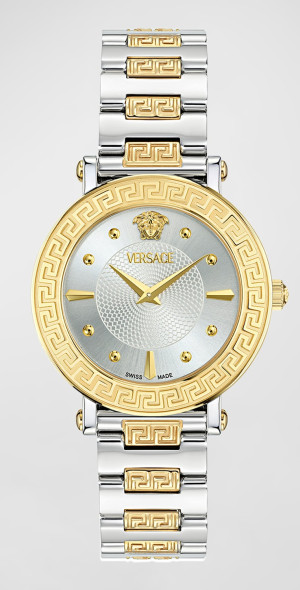Versace - 35mm Greca Sphere Watch with Bracelet Strap, Steel/Gold