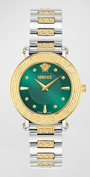 Versace - 35mm Greca Sphere Watch with Bracelet Strap, Two Tone/Green