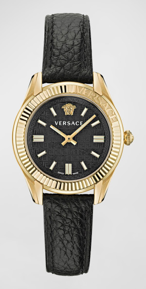 Versace - 35mm Greca Time Watch with Leather Strap