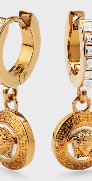 Versace - Medusa Strass Drop Hoop Earrings